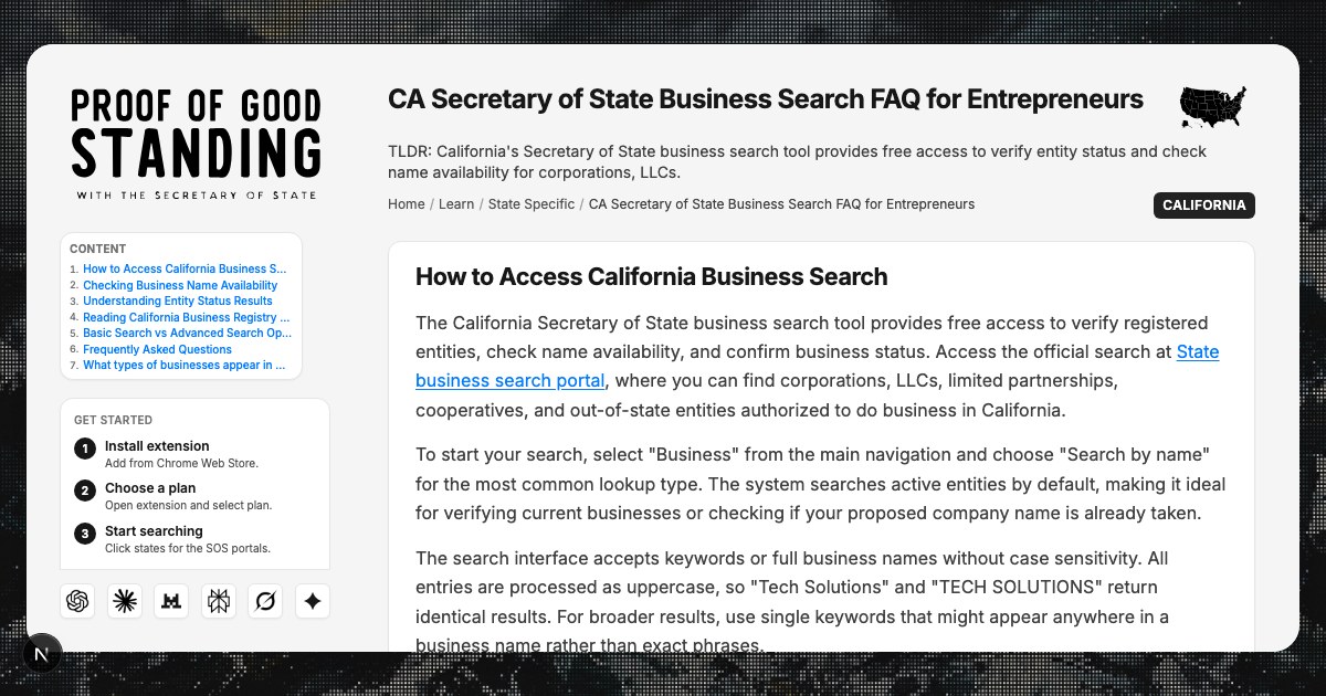 CA Secretary of State Business Search: Complete Guide for