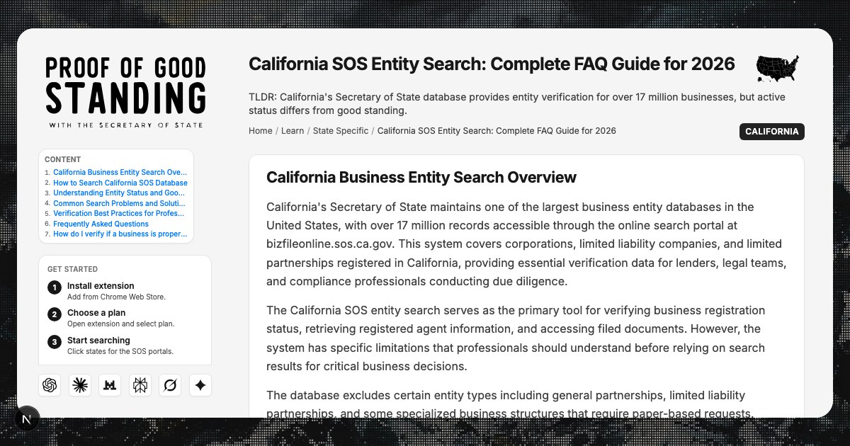 California Secretary of State Entity Search: Complete 2026