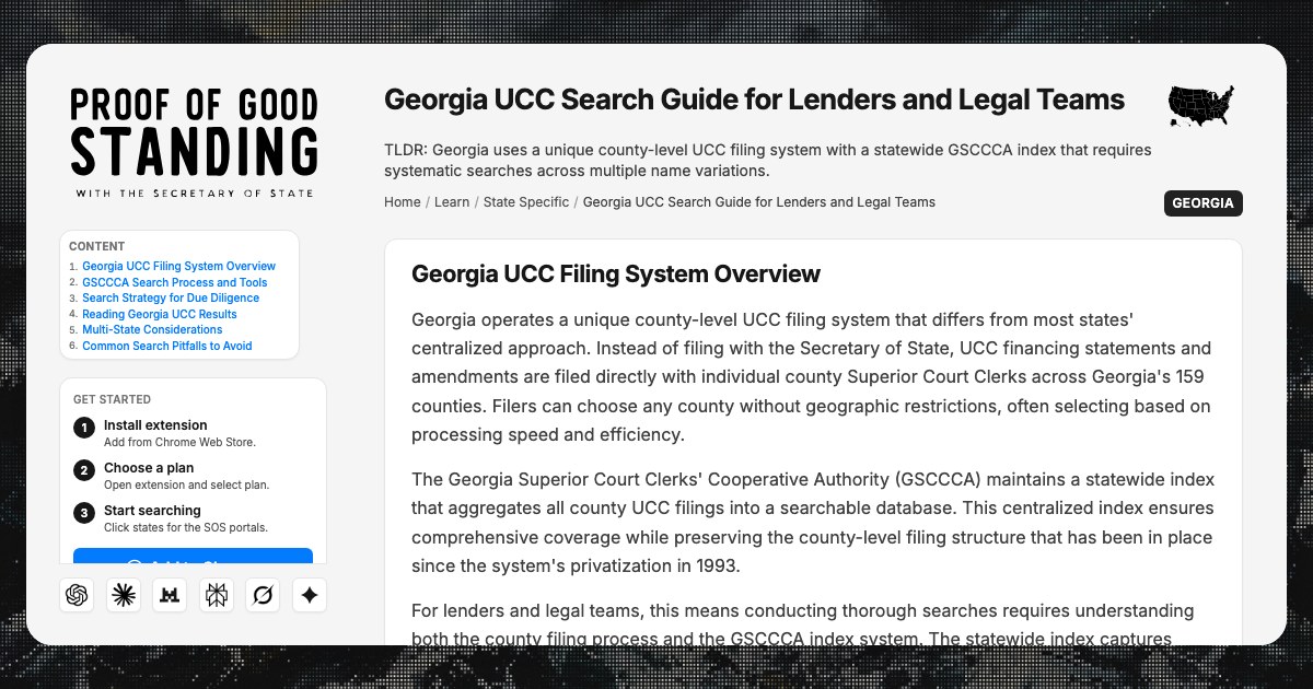 Georgia UCC Search: County Filing System Guide for Lenders
