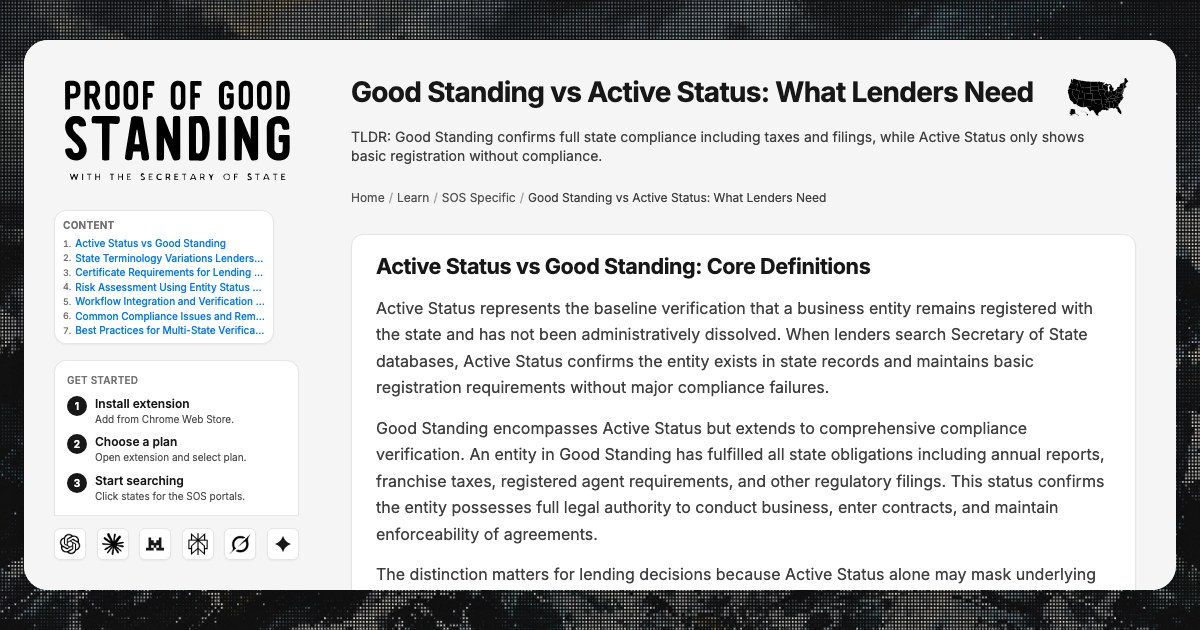 Good Standing vs Active Status: What Lenders Need to Know