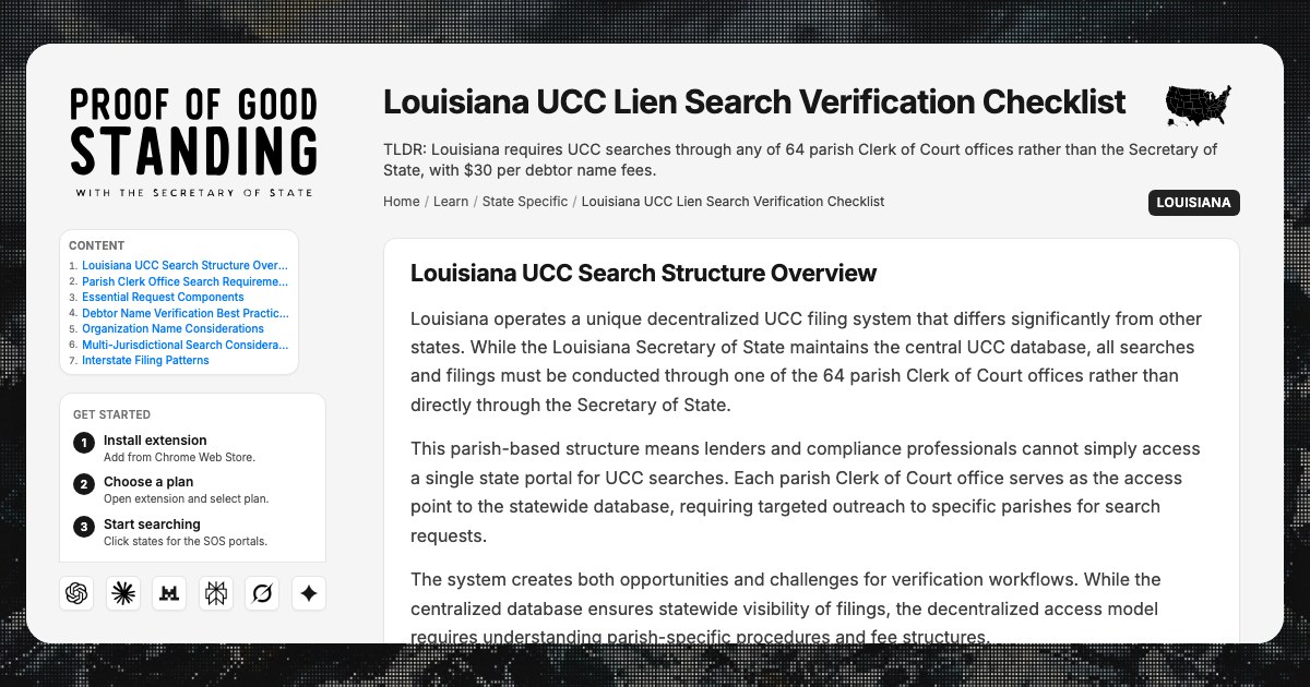 Louisiana UCC Lien Search: Parish Clerk Requirements Guide