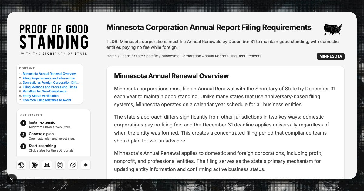 Minnesota Corporation Annual Report Filing Requirements 2026