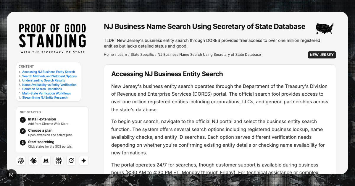 NJ Business Name Search: Secretary of State Database Guide