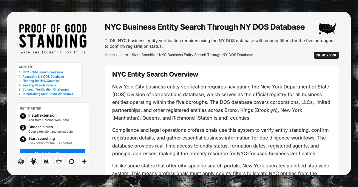 NYC Business Entity Search: NY DOS Database Guide 2026