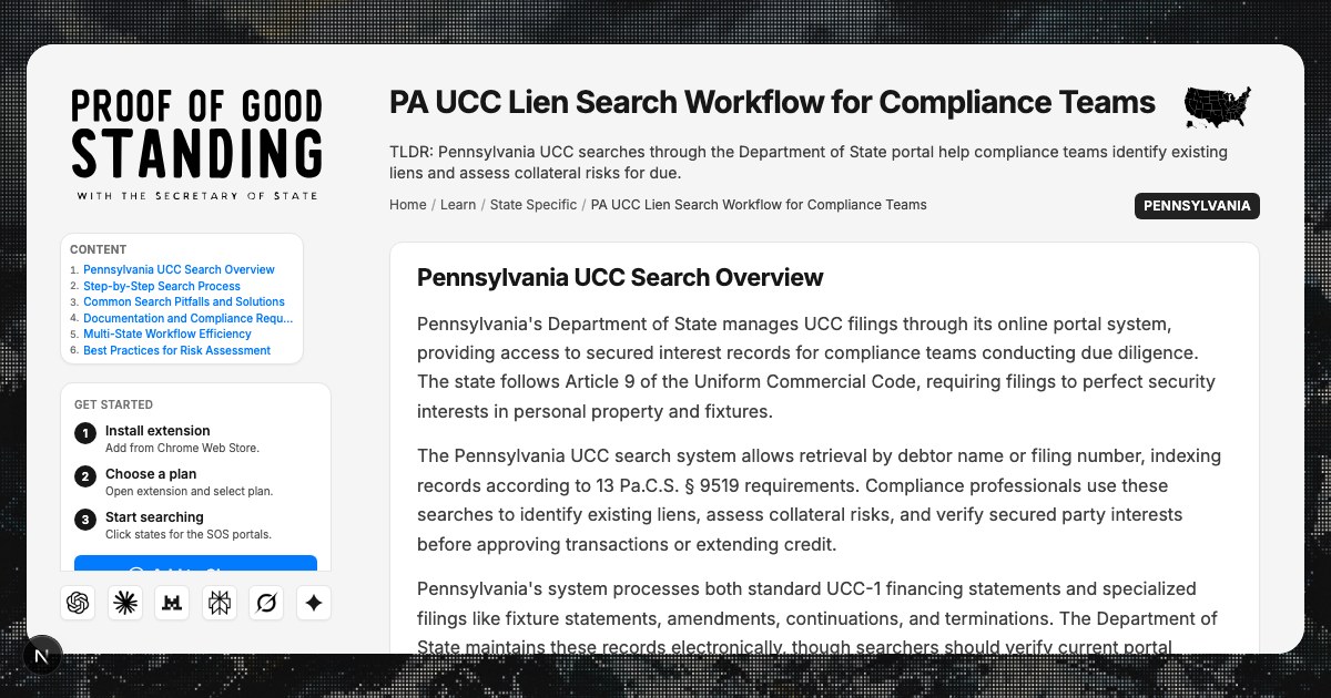PA UCC Lien Search: Step-by-Step Guide for Compliance Teams