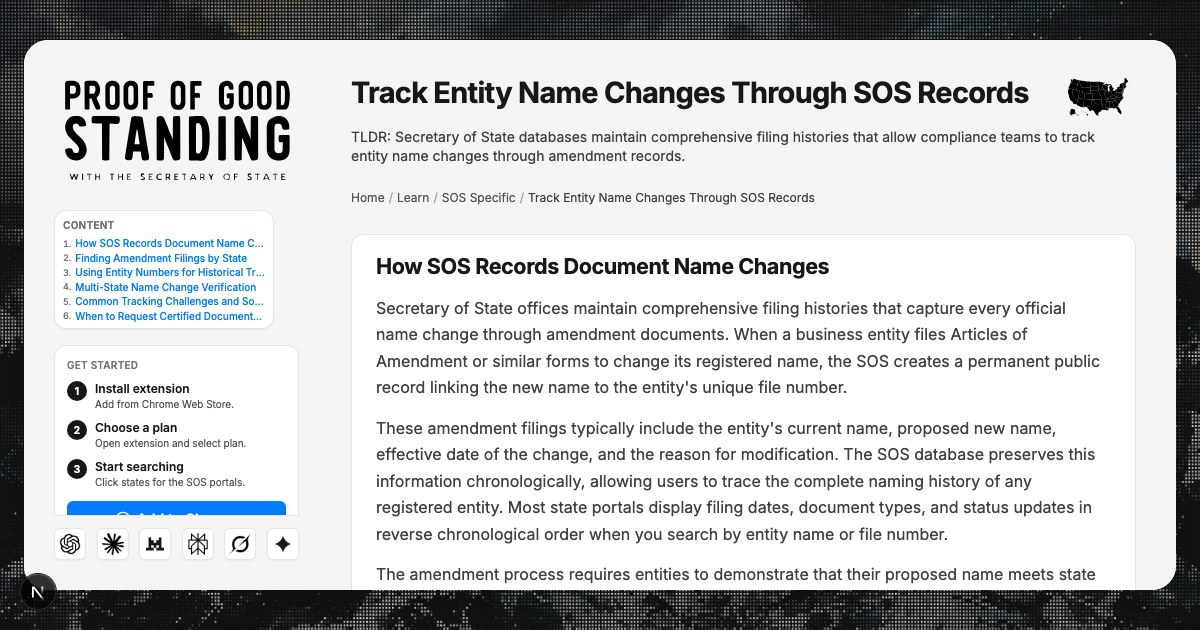 Track Entity Name Changes Through SOS Records