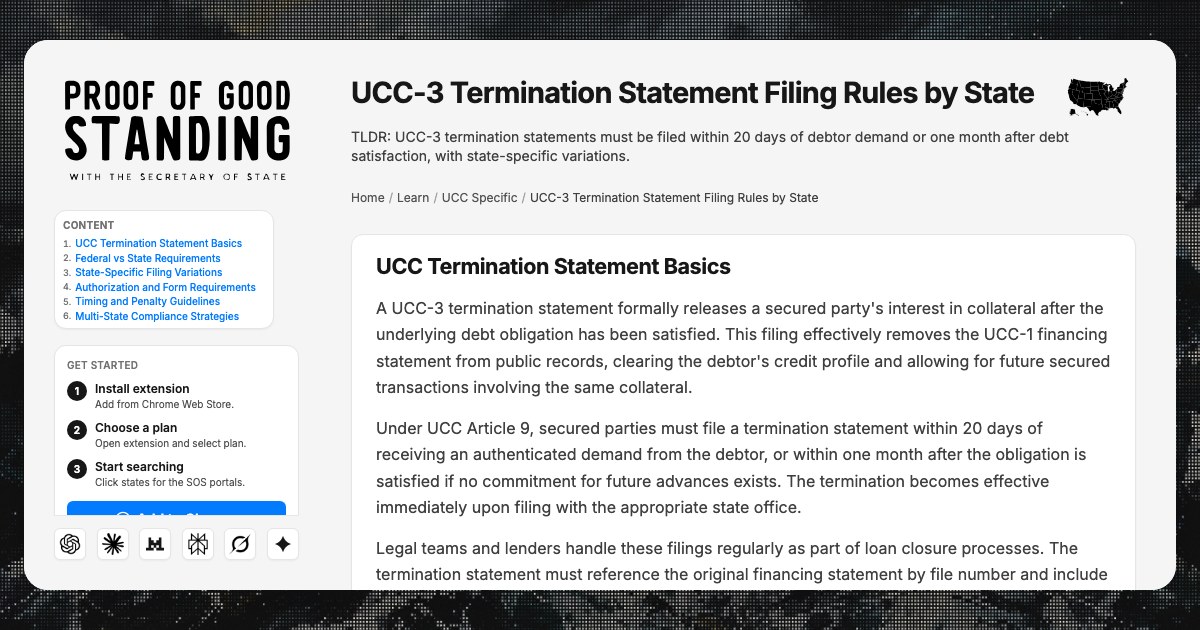 UCC-3 Termination Statement Filing Rules by State 2026