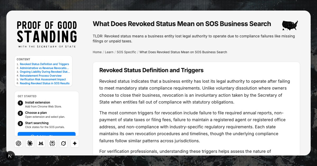 What Does Revoked Status Mean on SOS Business Search